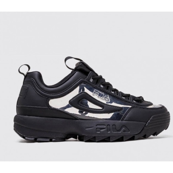Fila | Shoes | Fila Disruptor Ii Clear Black Leather Shoes Size 7 ...